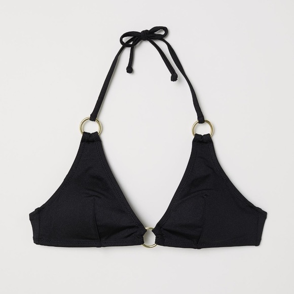 H&M | Swim | Black And Gold String Bikini Top | Poshmark